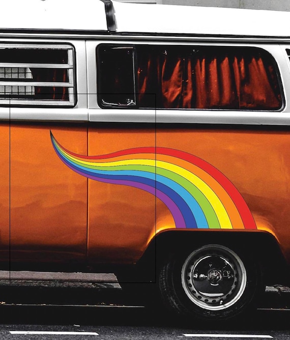 Rainbow Curve Decal Premium Fabric Art Car Decal Peel & - Etsy