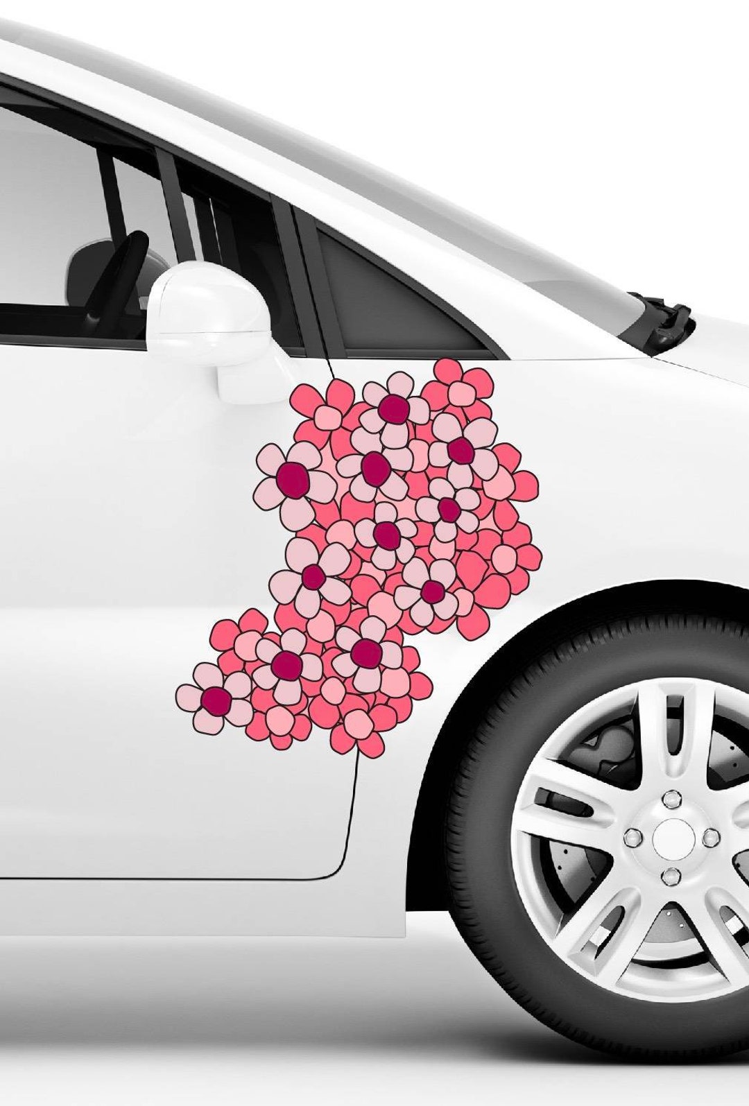 Pink Flower Spray Decals — Premium Fabric Art Car Decal, Peel & Stick ...