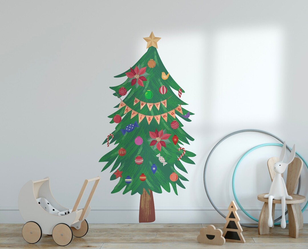 Reusable Christmas Tree Decal With Baubles and Sign - Etsy