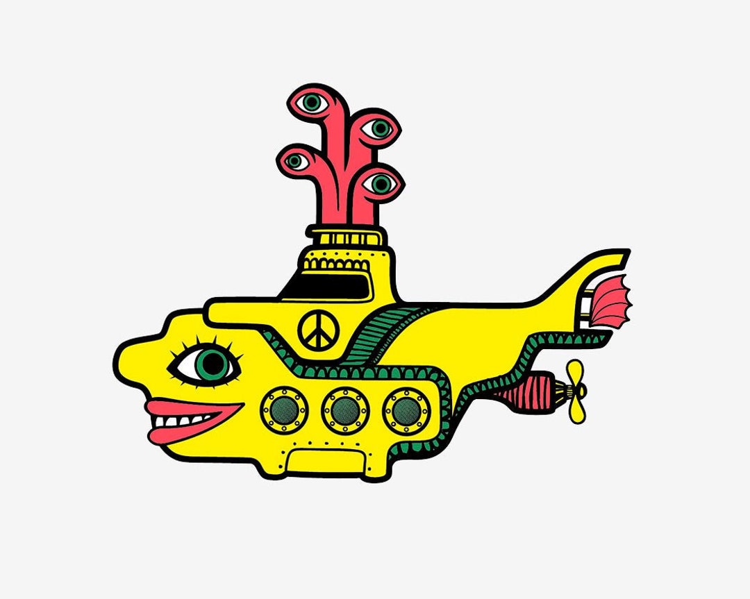 Yellow Submarine Decal — Premium Fabric Art Car Decal, Peel & Stick ...