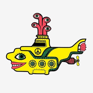 Yellow Submarine Decal — Premium Fabric Art Car Decal, Peel & Stick ...