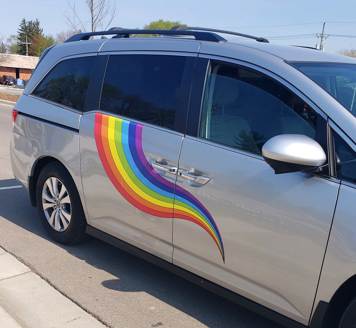 Rainbow Curve Decal — Premium Fabric Art Car Decal, Peel & Stick Wall ...
