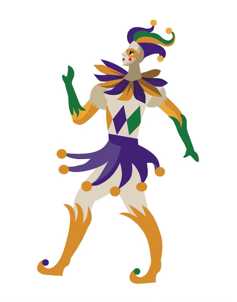 Carnival Jester and Mime — Premium Fabric Art Car Decal, Peel & Stick ...