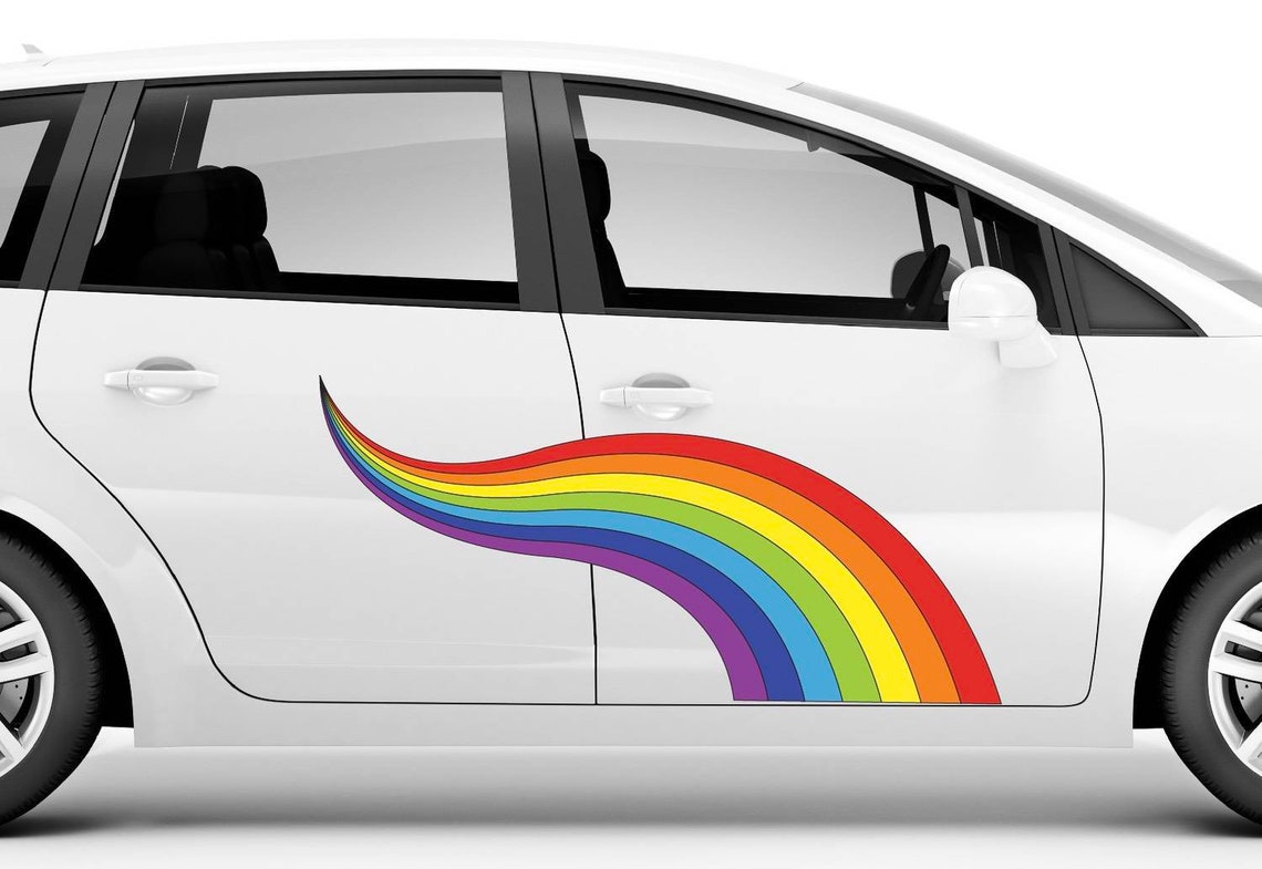 Rainbow Curve Decal — Premium Fabric Art Car Decal, Peel & Stick Wall ...