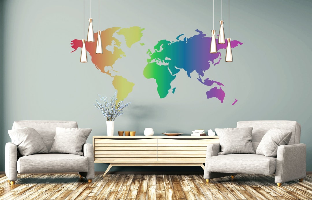 Rainbow World Map - Etsy