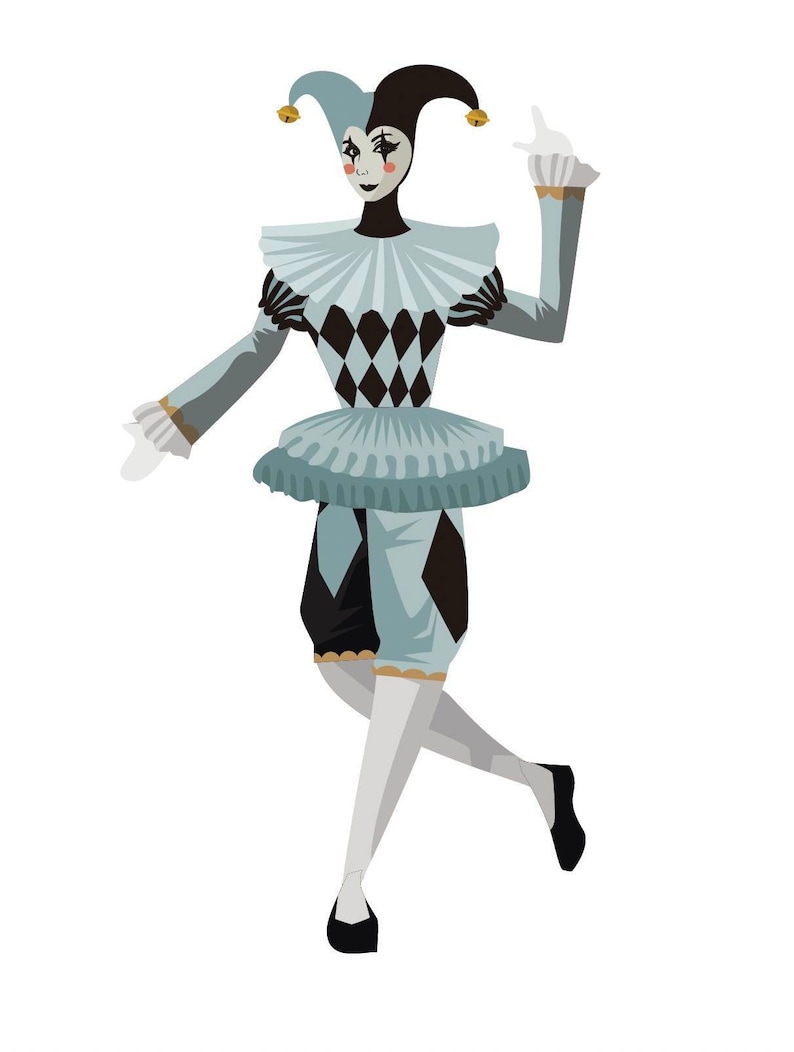 Carnival Jester and Mime — Premium Fabric Art Car Decal, Peel & Stick ...