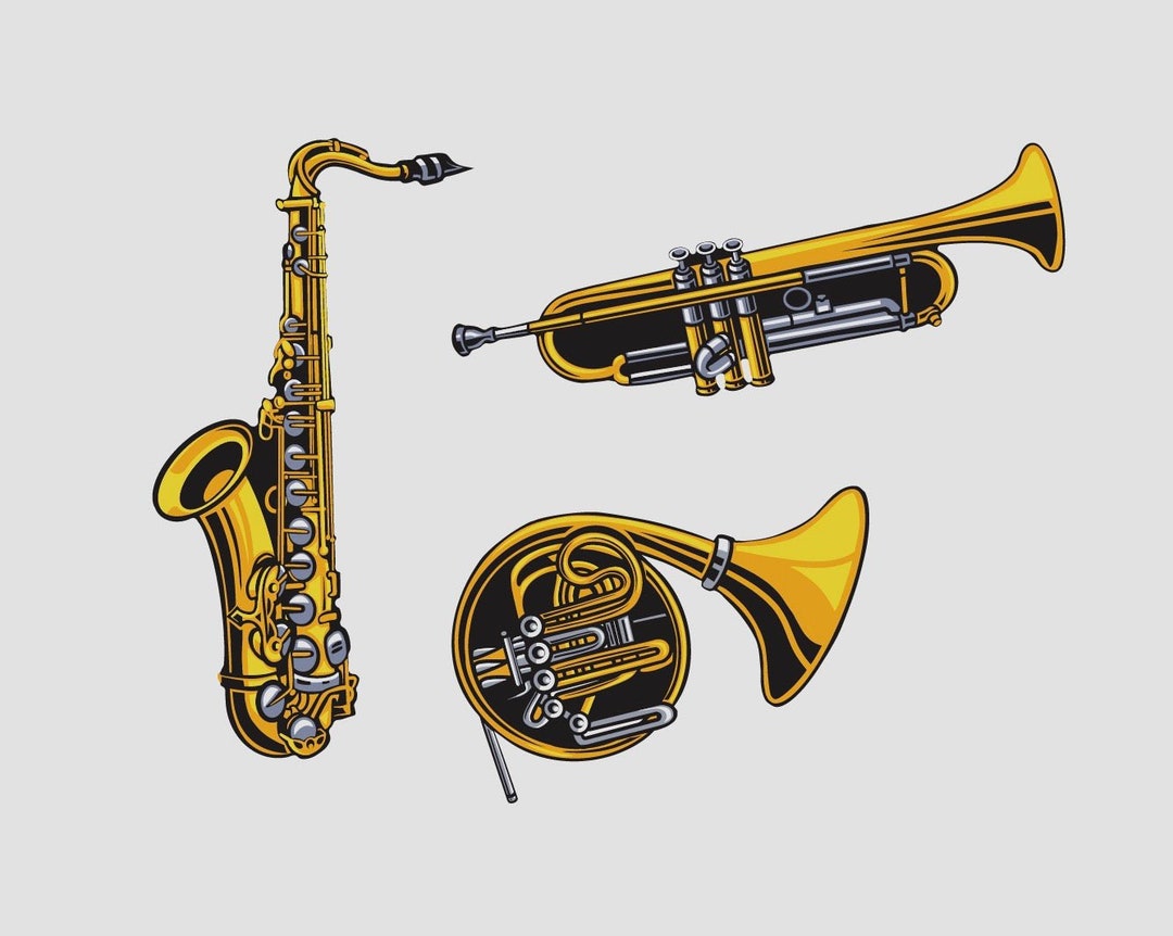 Brass Instruments — Premium Fabric Art Decal, Peel & Stick Wall Mural ...