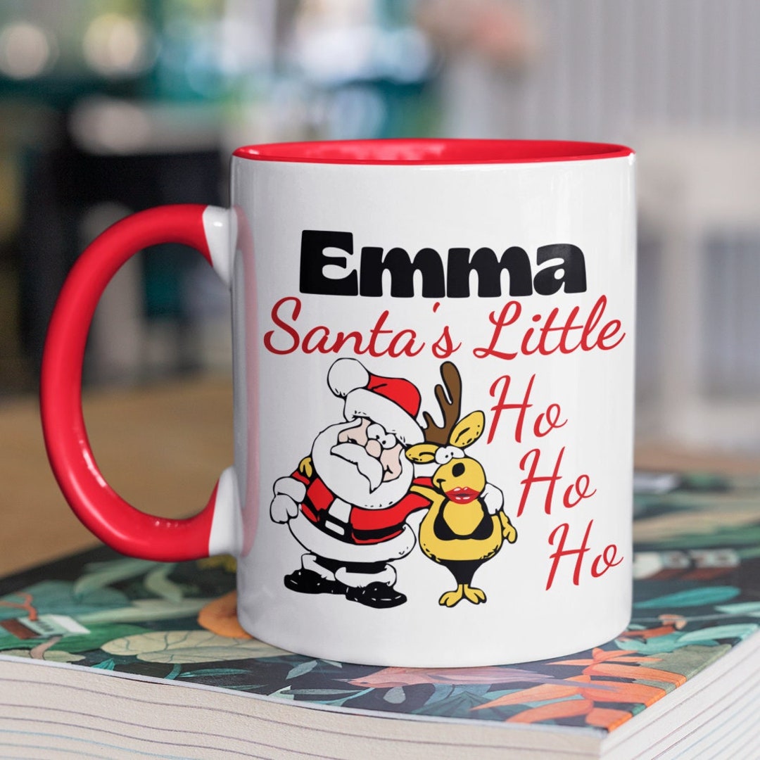 Personalised Christmas Adult Funny Mug / Santa's Little Ho Ho Ho / Rude ...