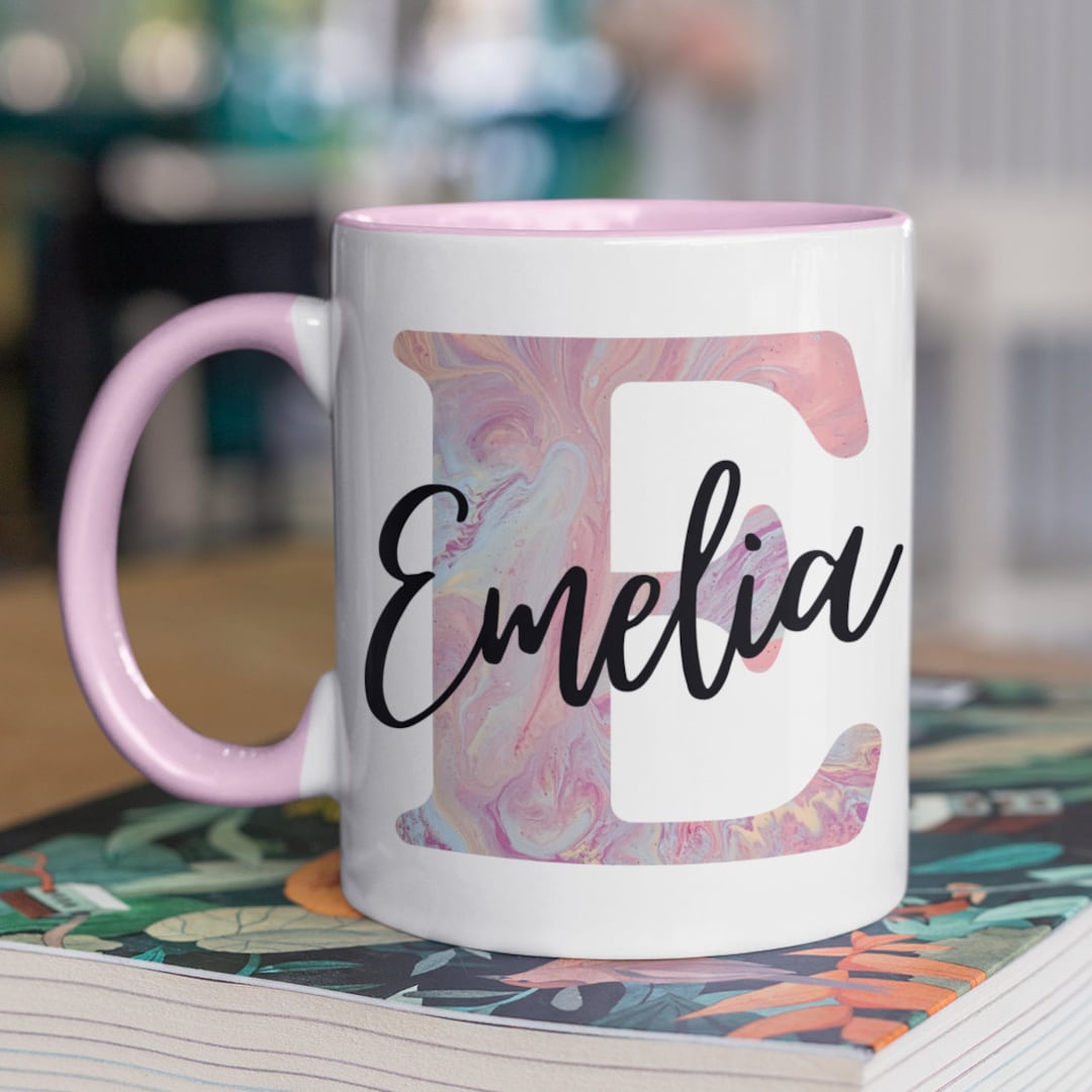 Personalised Name Mug / Marble Initial & Name Mug / Custom Name Coffee ...