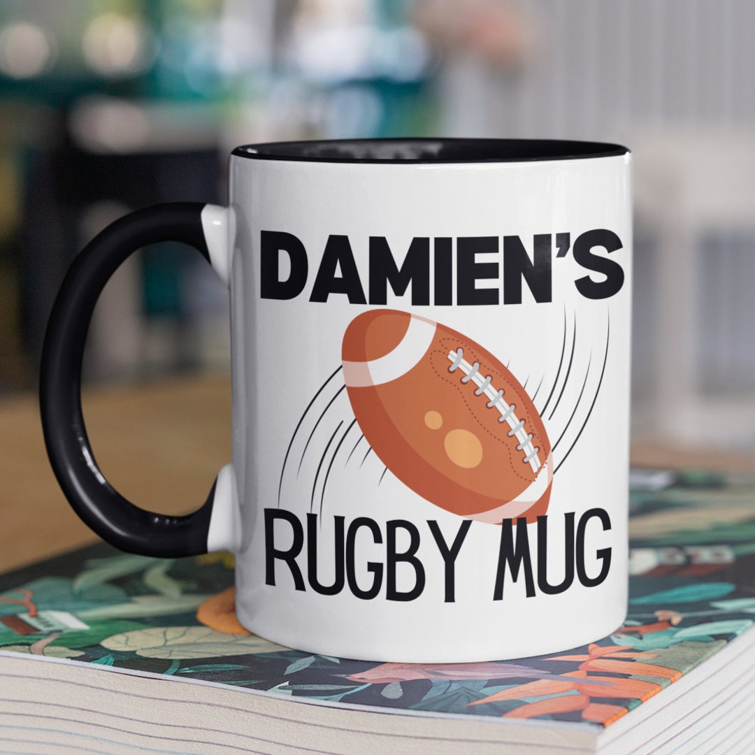 Personalised Rugby Mug - Customised Name Text Personalised Gift ...