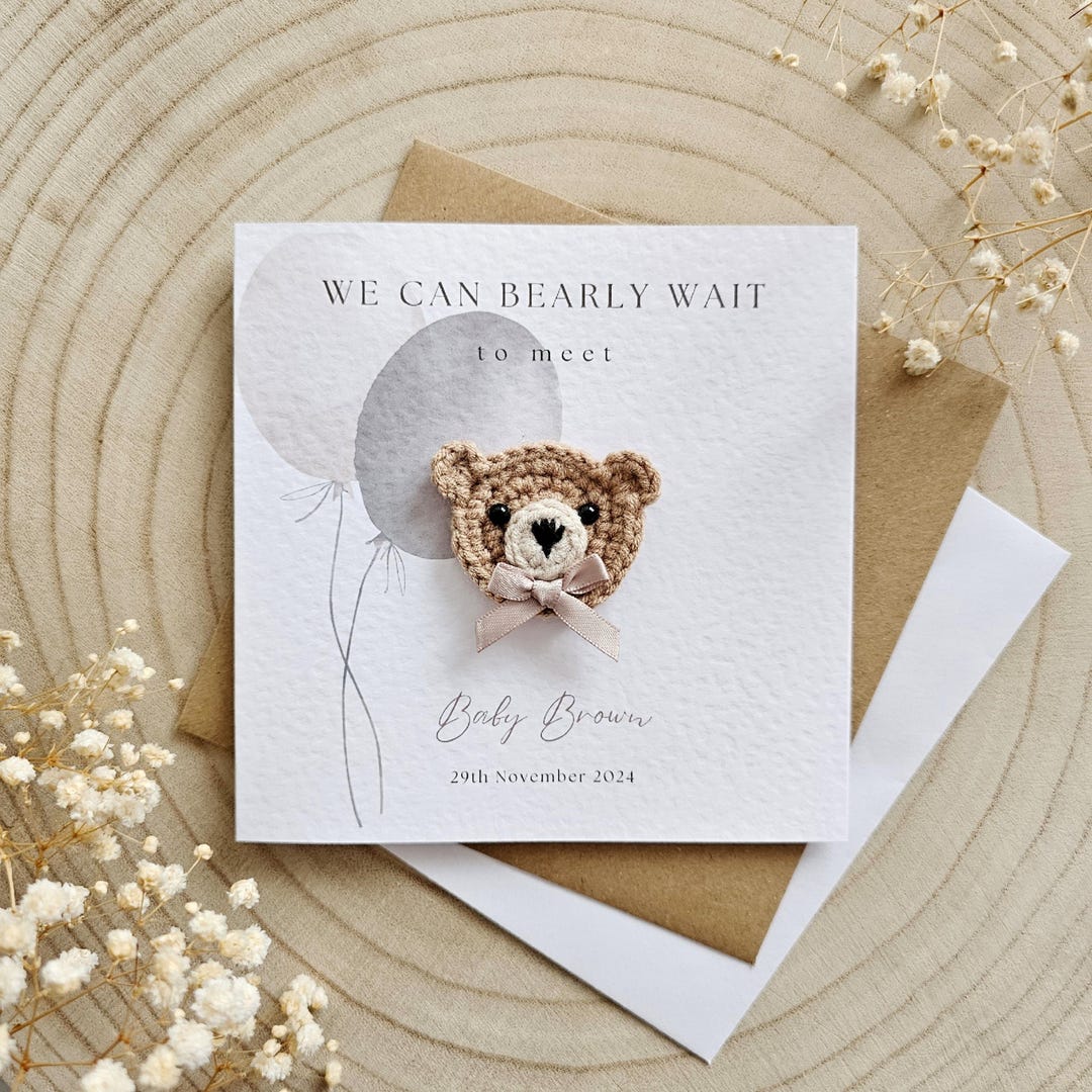 Personalised Baby Shower Card, We Can Bearly Wait to Meet, New Baby ...