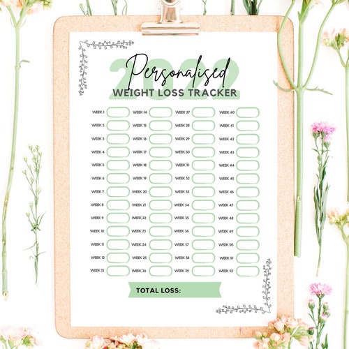 Printable Weight Loss Tracker 5 X Digital Weekly Weight Etsy