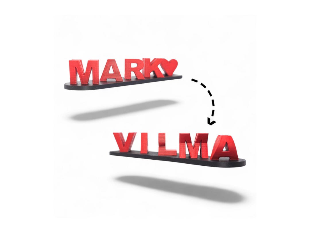Personalised Dual Name Illusion Stand | 3D Printed Name Flip | Couples ...