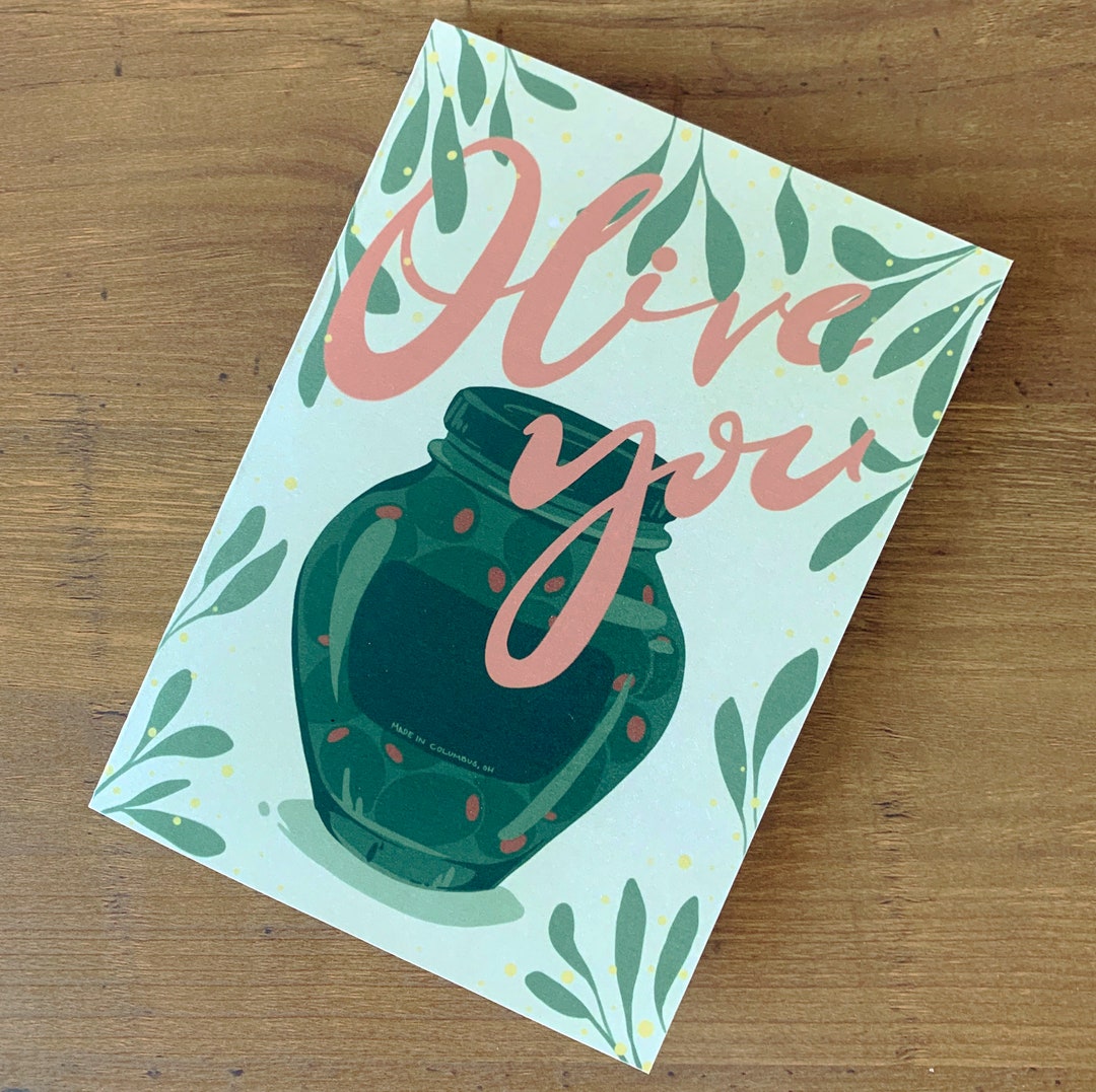 Olive You Printable Greeting Card - Etsy