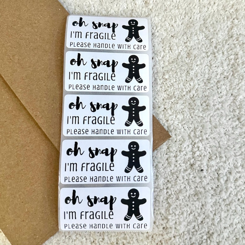 Printed Oh Snap Fragile Thermal Sticker I Christmas Fragile Sticker I ...