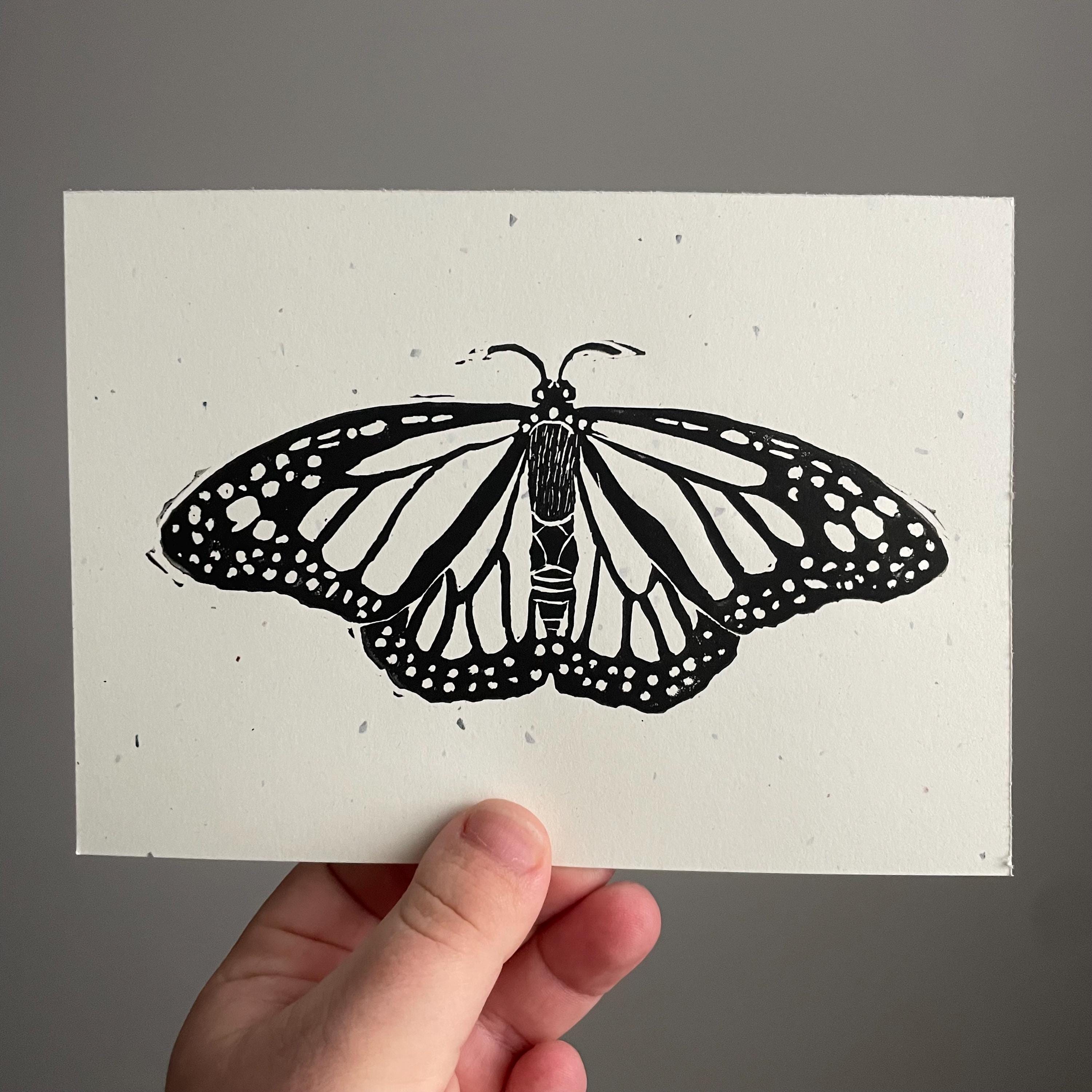 Monarch Butterfly Lino Print - Etsy