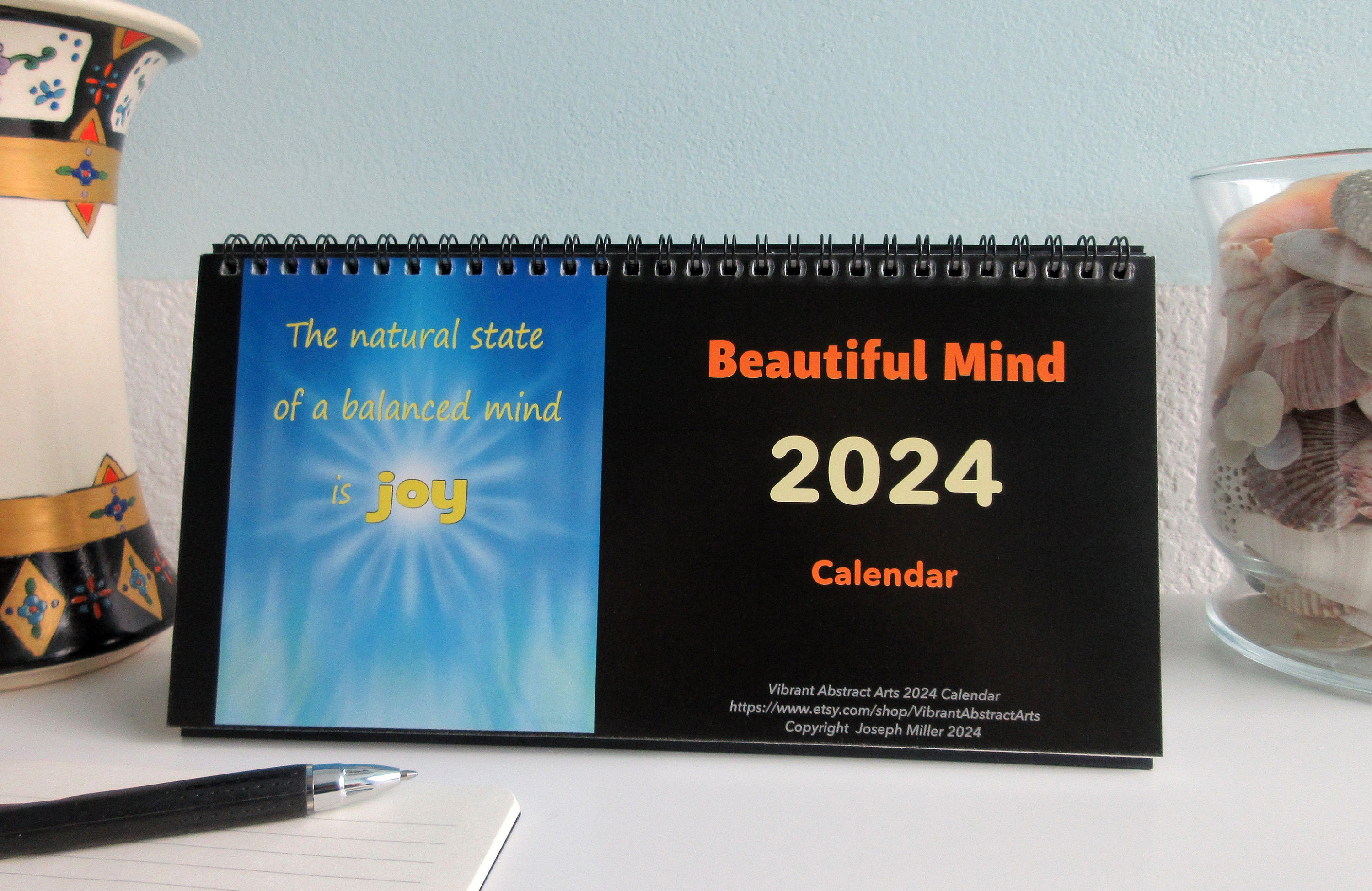 Desk Calendar 2024 Flip Desktop Calendar With Stand Colorful Artistic ...
