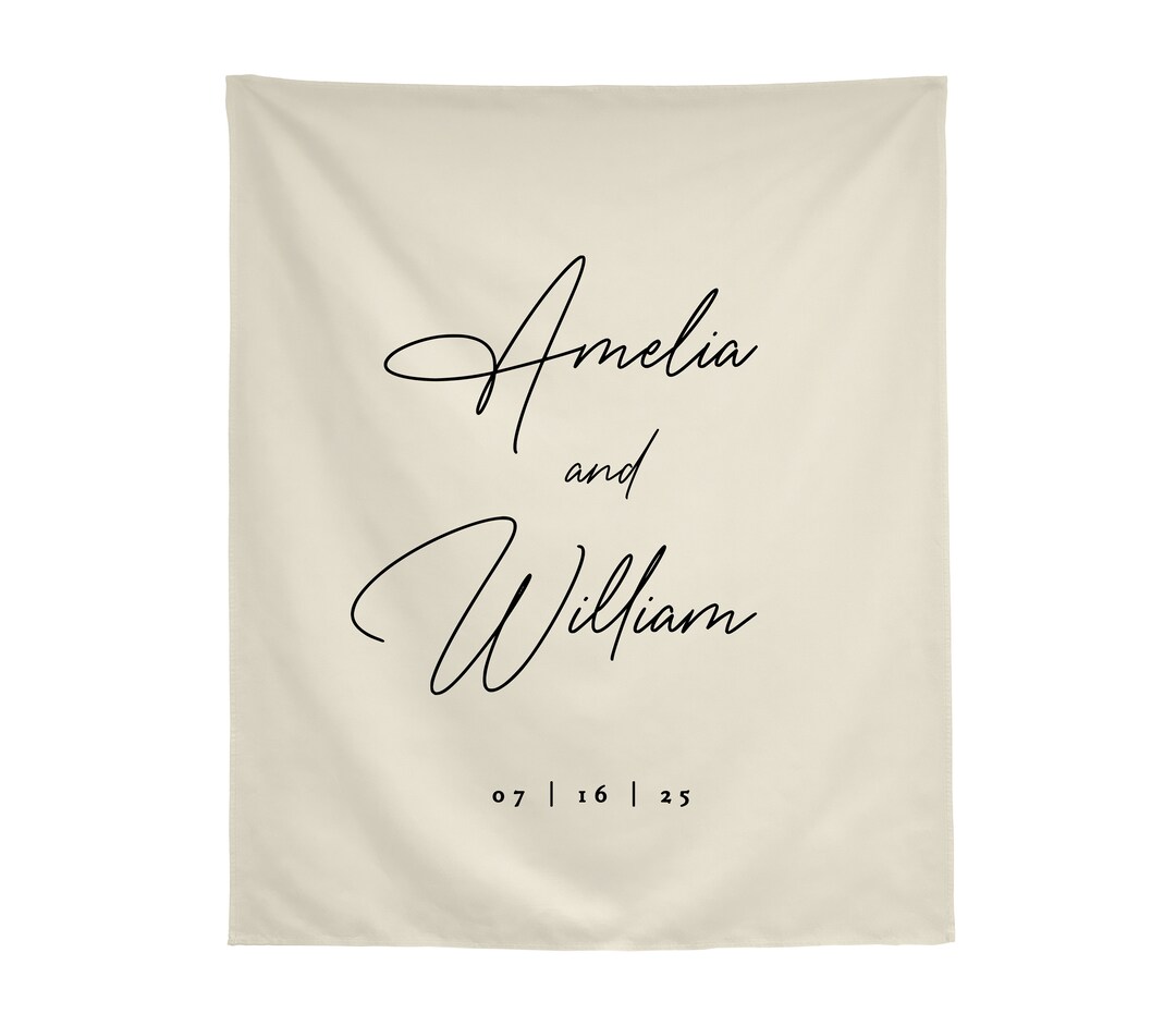 Wedding Welcome Fabric Banner With Custom Names and Date, Photo ...