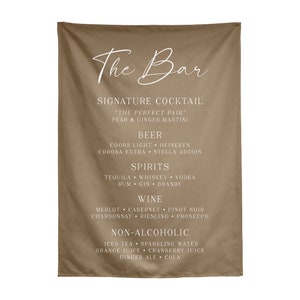 Wedding Bar Menu Banner, Custom Bar Menu Sign, Fabric Bar Menu for ...
