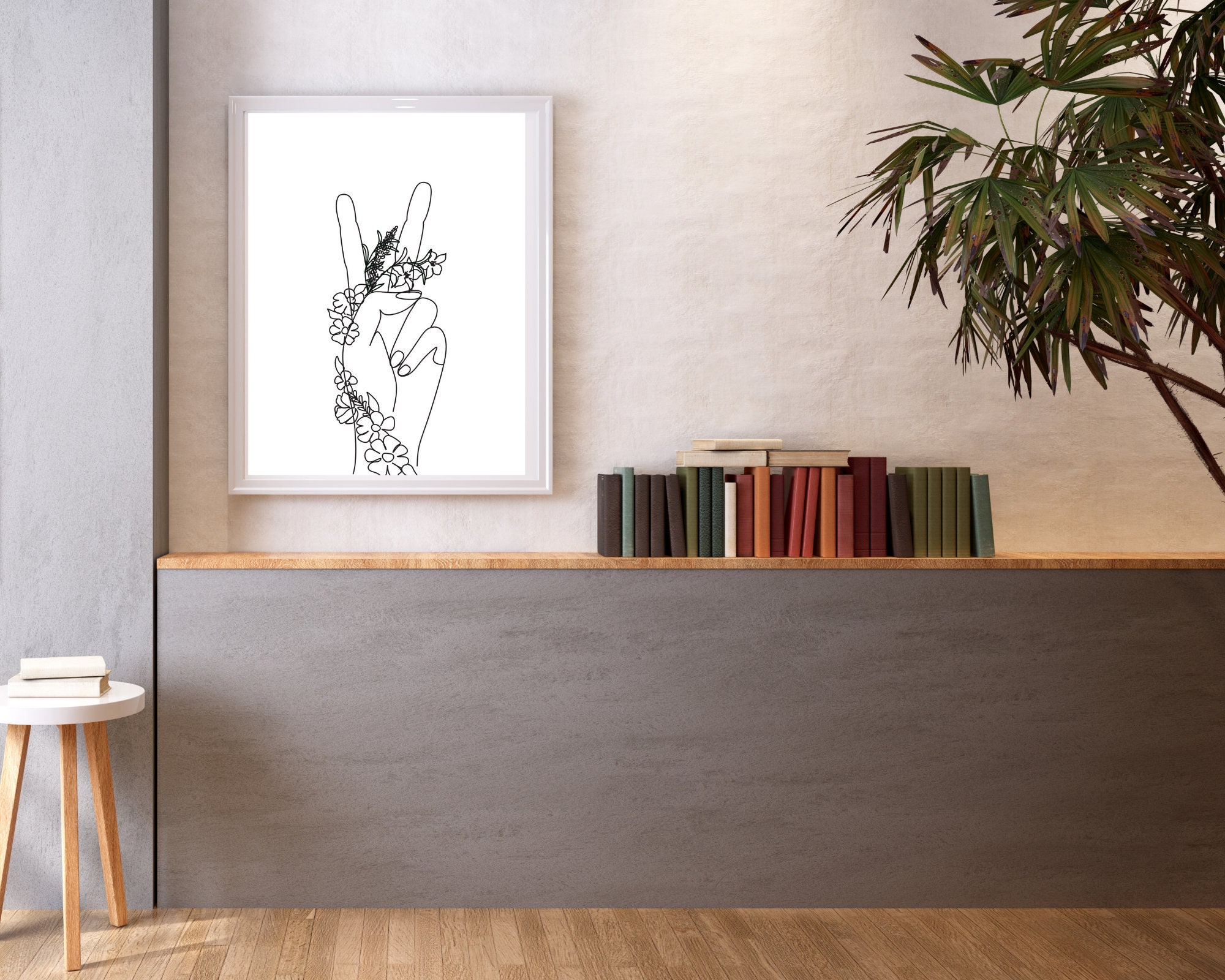 Hand Gesture Printable Line Art Black White Hand Art Work Minimalist ...