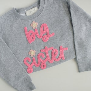 Big Sis Hand-embroidered Sweatshirt | Big Sister Shirt, Baby Announcement Sweater, Lil Bro & Lil ...