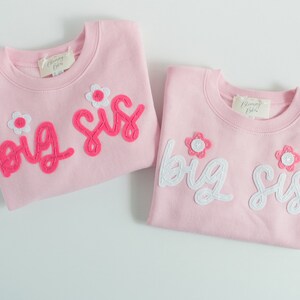 Big Sis Hand-embroidered Sweatshirt Big Sister Shirt, Baby Announcement Sweater, Lil Bro & Lil ...