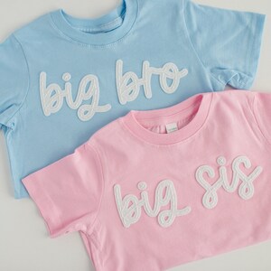 Big Sister Hand-embroidered T-shirt | Big Sister Shirt, Baby Announcement Shirt, Little Brother ...