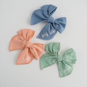 Custom Hand-embroidered Name Hairbow | Name Bow, Embroidery Bow, Custom ...