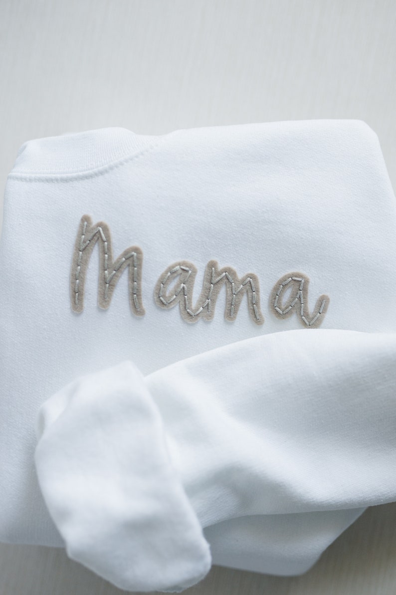 Custom Hand-embroidered Mama Sweatshirt Custom Embroidered - Etsy