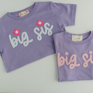 Big Sister Hand-embroidered T-shirt Big Sister Shirt, Baby Announcement Shirt, Little Brother ...