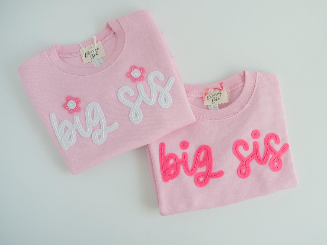 Big Sis Hand-embroidered Sweatshirt | Big Sister Shirt, Baby Announcement Sweater, Lil Bro & Lil ...