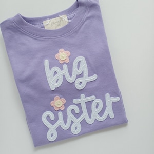 Big Sister Hand-embroidered T-shirt Big Sister Shirt, Baby Announcement Shirt, Little Brother ...