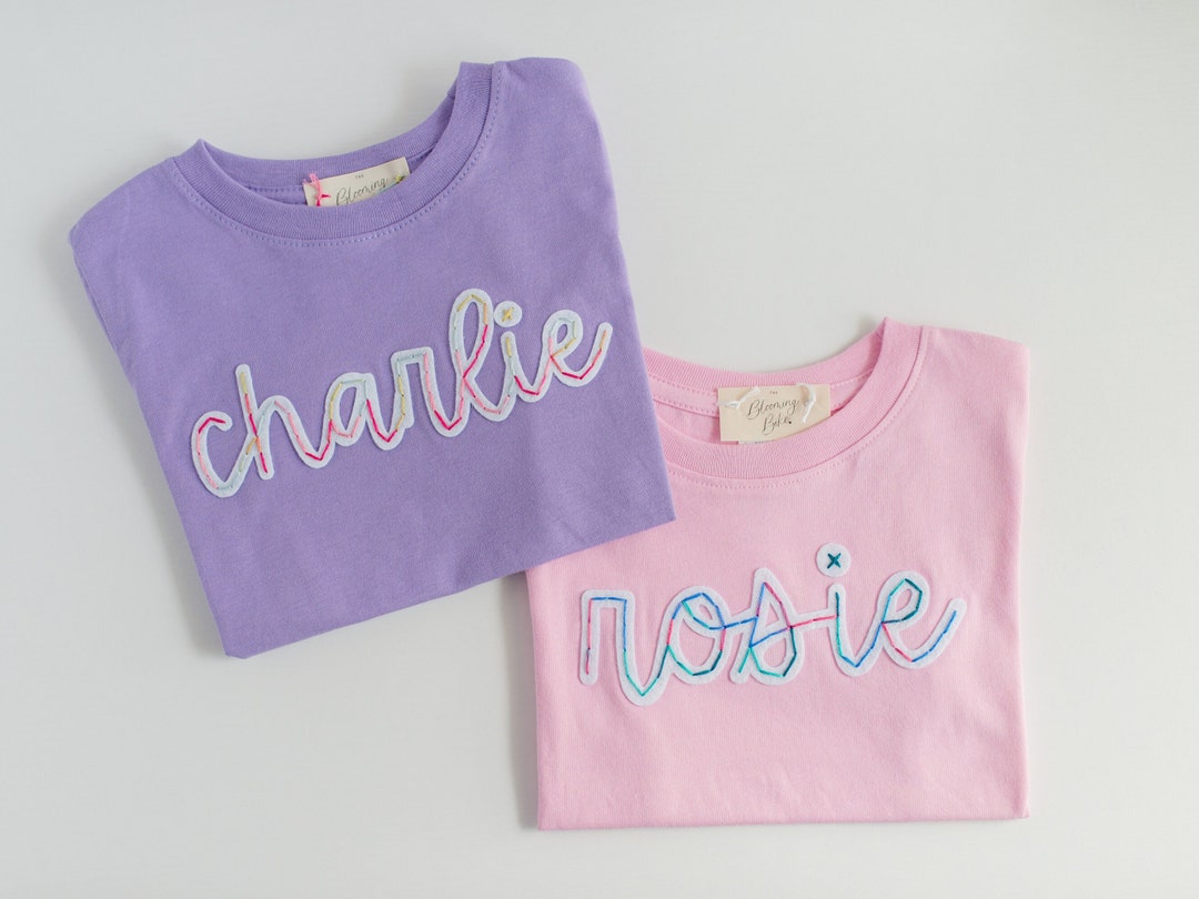 Hand-embroidered Toddler Name T-shirt | Rainbow Name, Personalized ...
