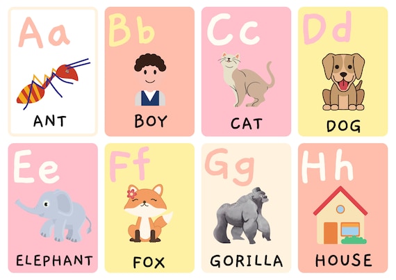 Alphabet Flash Cards for Kids Printable Digital Download | Etsy