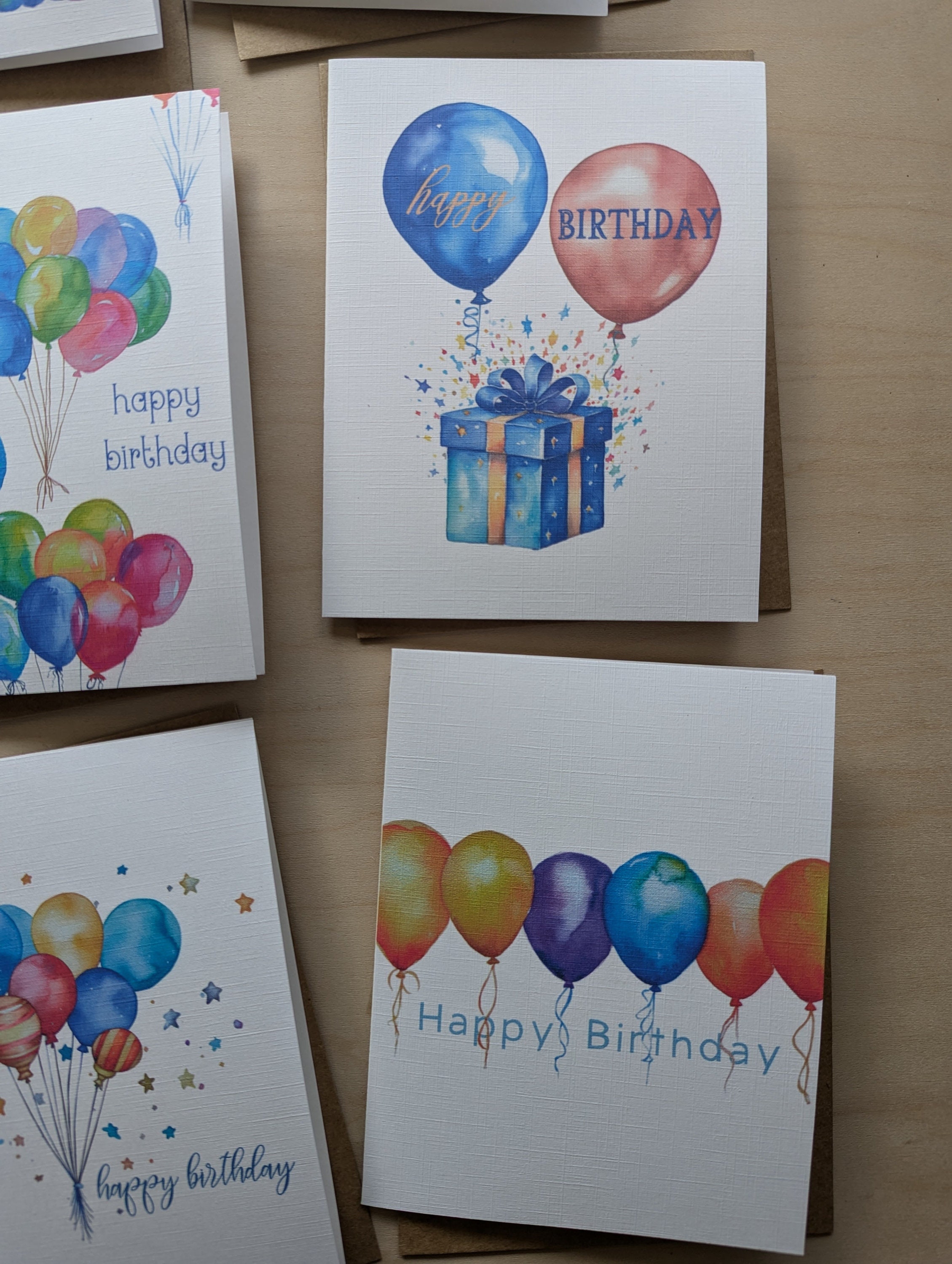 Birthday Greeting Cards, 4.25 X 5.5 Card Size, Kraft Paper Envelope ...
