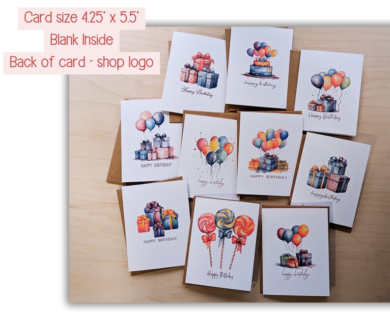 Happy Birthday Bundle of 10 Greeting Cards, Assorted Birthday Card Pack ...