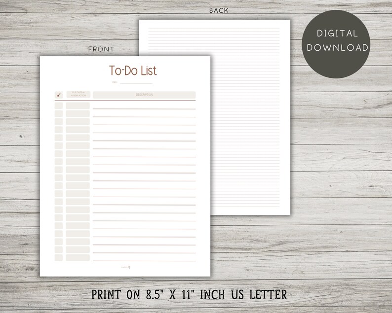 To Do List Tracker Printable, Instant Digital Product Download, Minimal ...