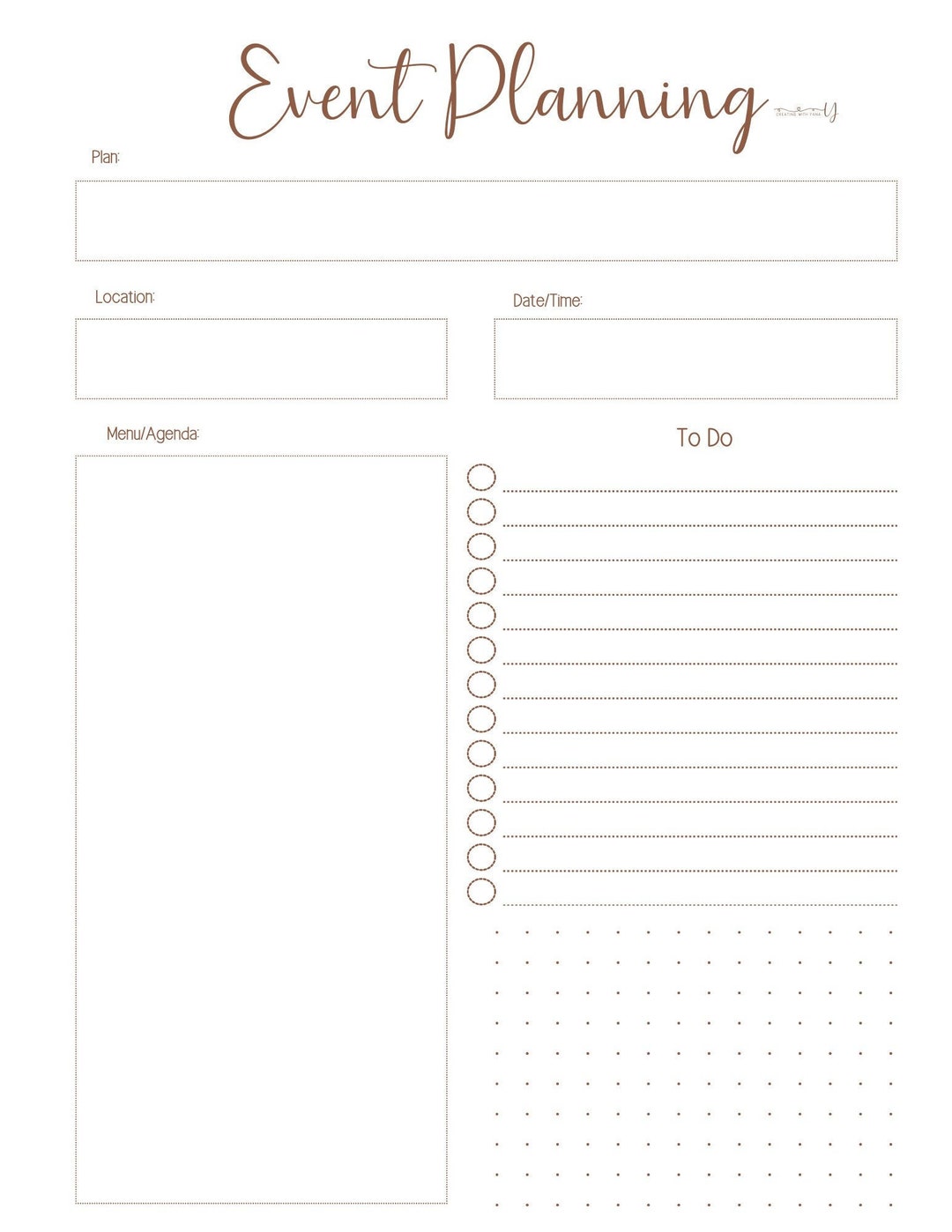 Event Planning, Project Planning Printable, 3 Layouts, Instant Digital ...