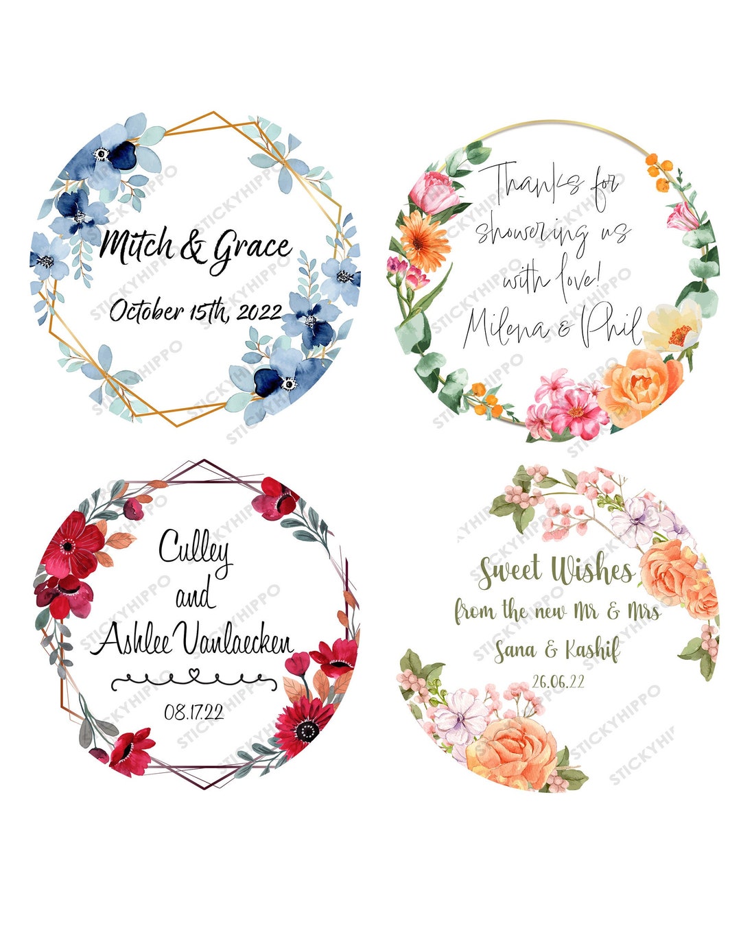 250+ Custom Wedding Favor Stickers / Labels | Personalized Wedding ...