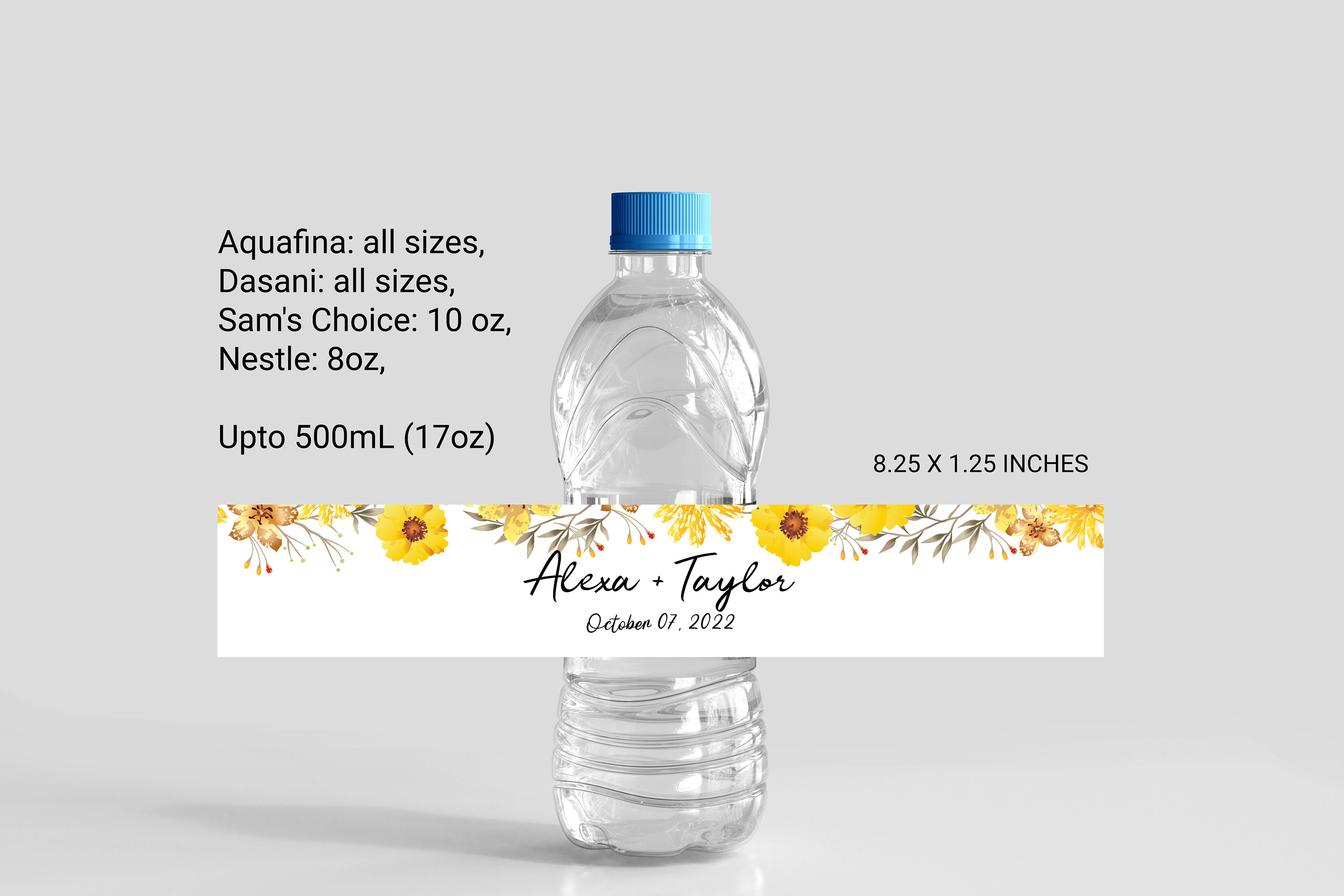 Custom Leaves Water Bottle Labels / Stickers | Personalized Wedding ...