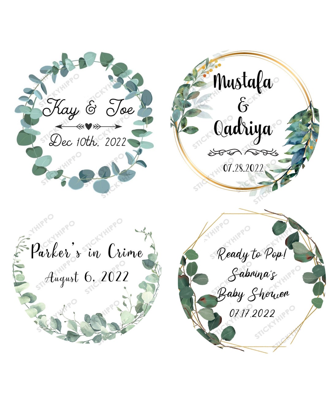 Greenery Wedding Stickers | Custom Greenery Eucalyptus Labels for ...