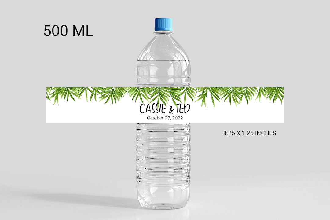 Custom Leaves Water Bottle Labels / Stickers | Personalized Wedding ...