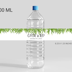Custom Leaves Water Bottle Labels / Stickers | Personalized Wedding ...