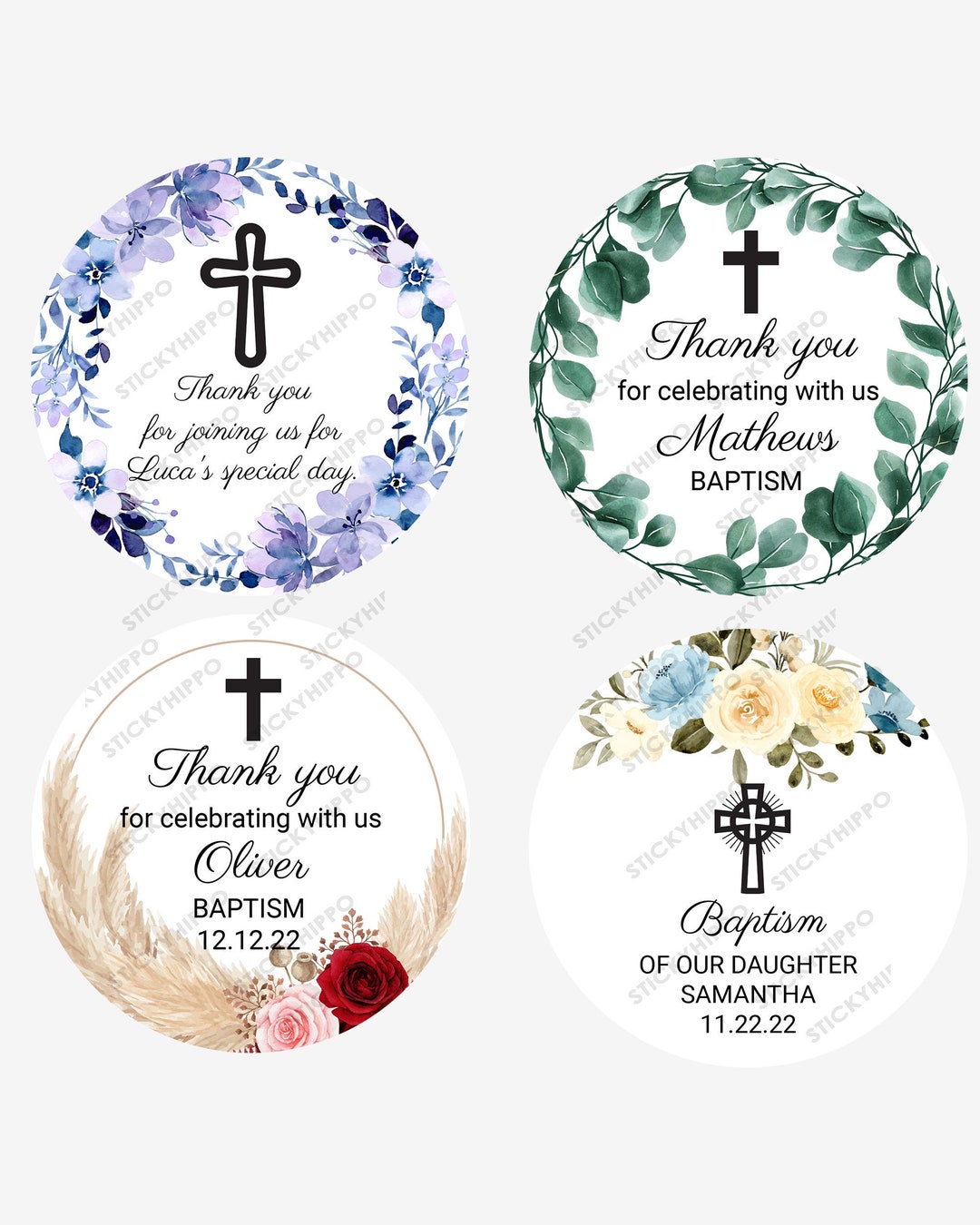 Custom Baptism / Christening Stickers | Personalized Baptism Stickers ...
