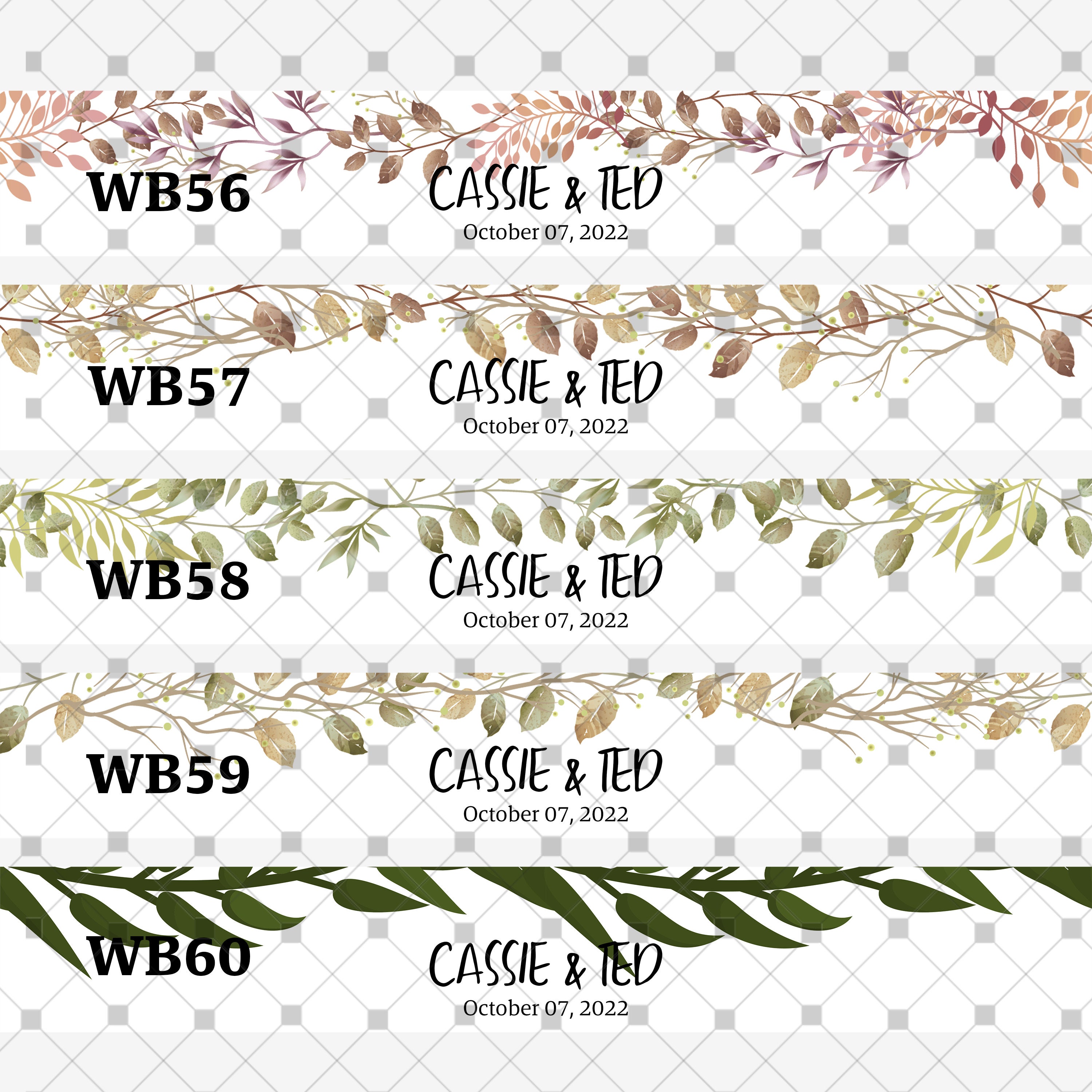Custom Leaves Water Bottle Labels / Stickers | Personalized Wedding ...