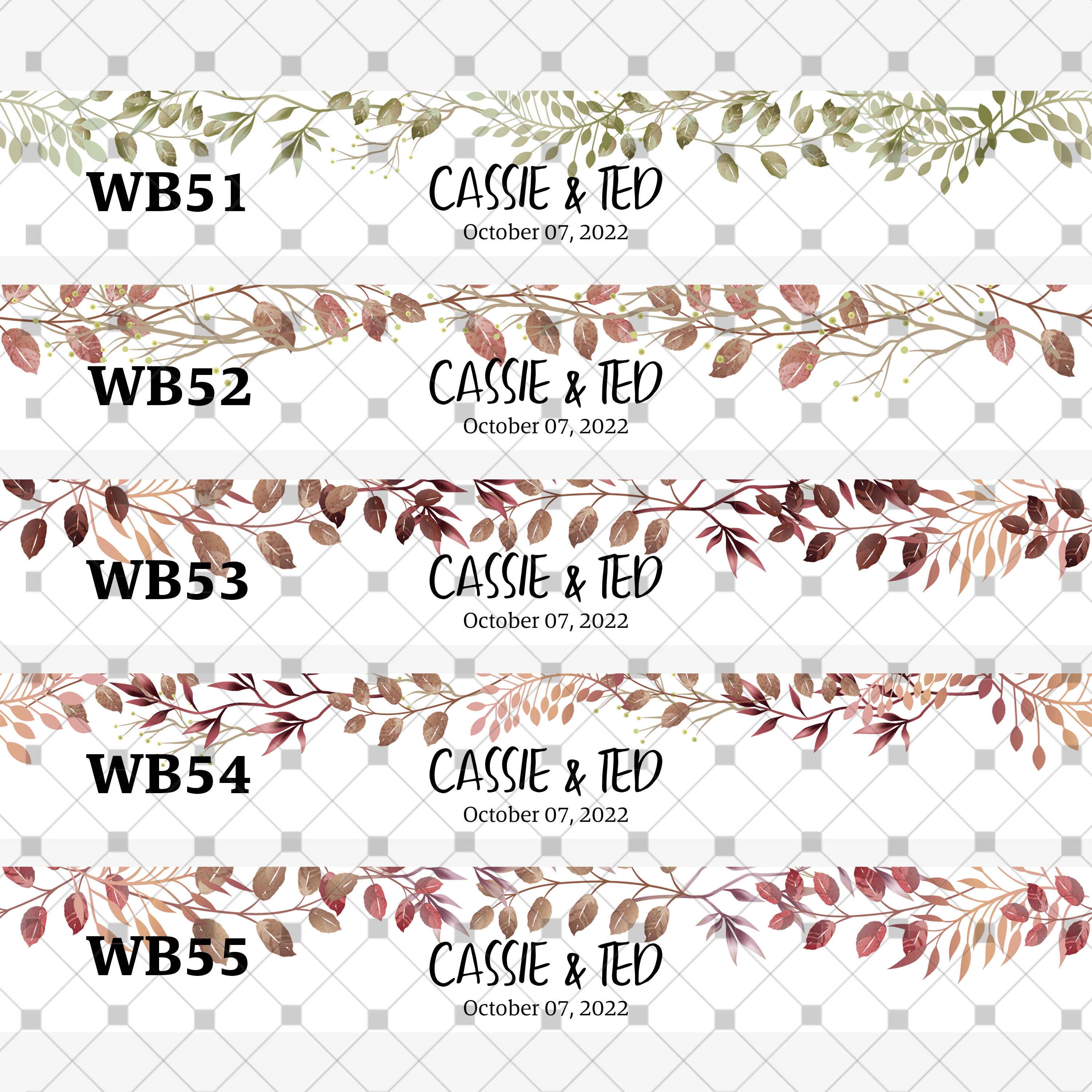 Custom Leaves Water Bottle Labels / Stickers | Personalized Wedding ...