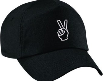 Embroidered Peace Sign Hat, Stylish Streetwear With Peace Sign Hand ...