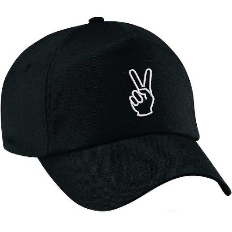 Peace Hand Sign Embroidered Black Cap - Etsy