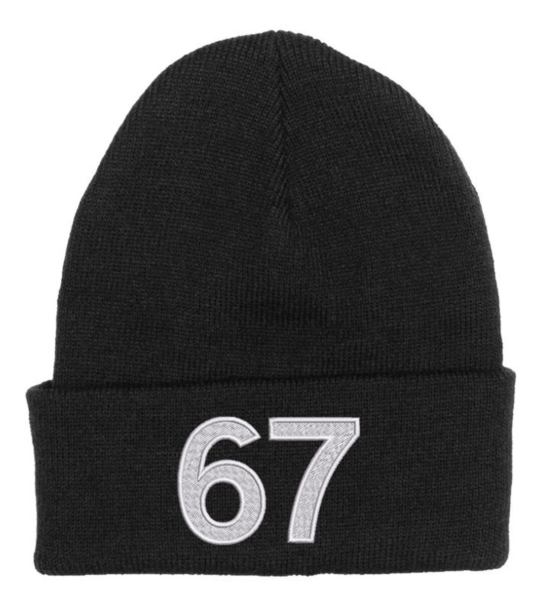 Kids 67 Meme Brainrot Embroidered Black Beanie Hat - Etsy