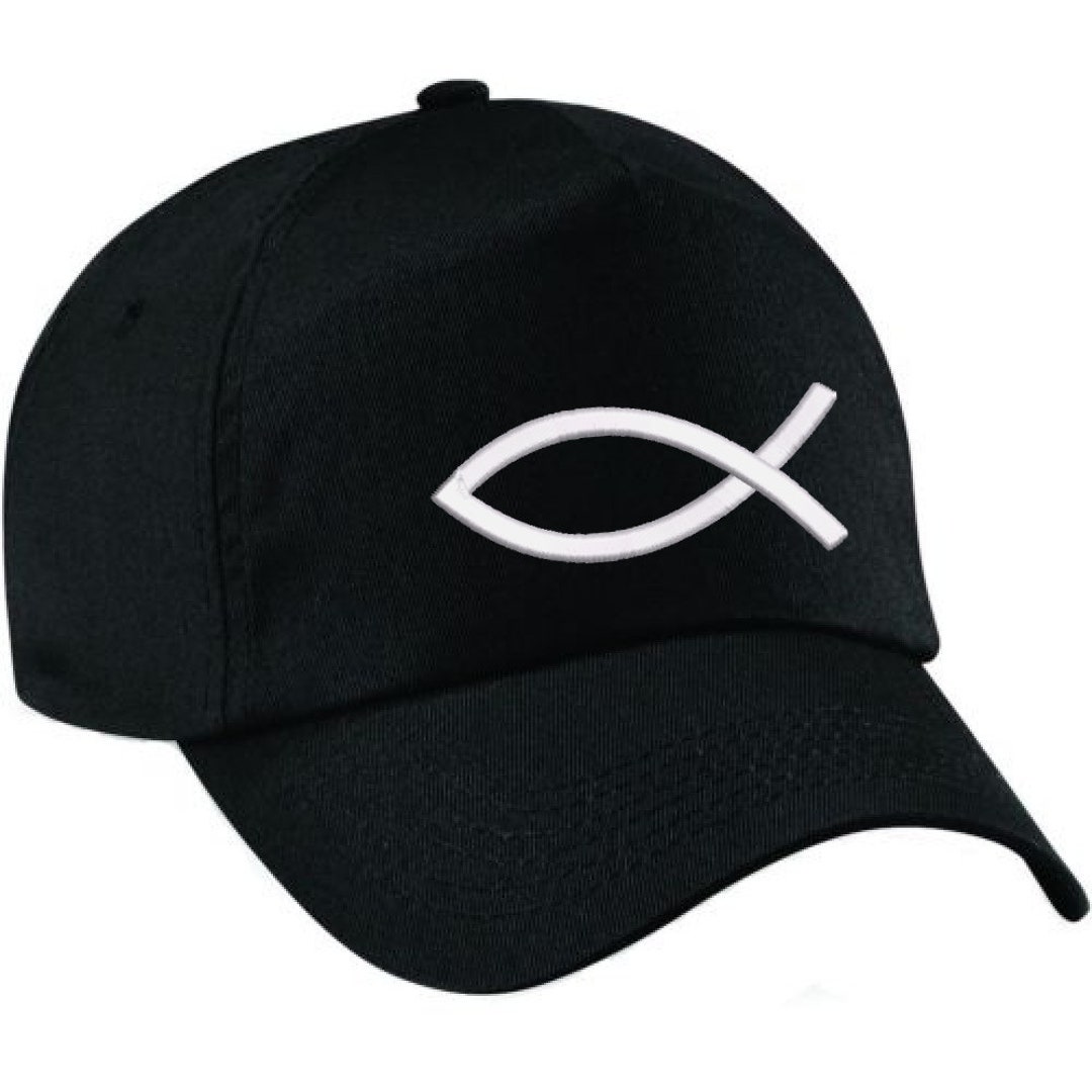 Ichthys / Jesus Fish Logo Embroidered Black Cap - Etsy